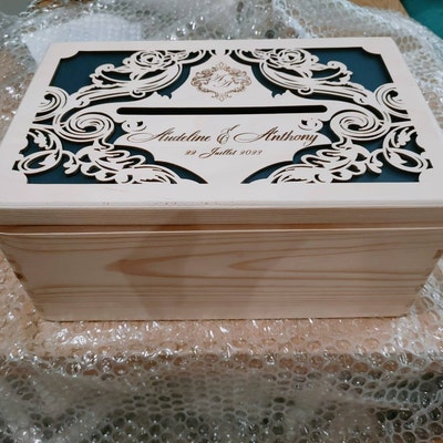 Personalized Wooden Envelope Box With Engraving Wedding Gift Box ...