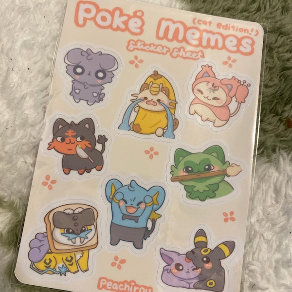 Poke Cat Memes - Mini Vinyl Sticker Sheet - Etsy