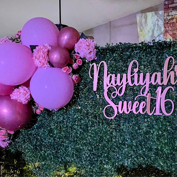 Sweet 16 + NAME, Laser Cut Sign, Sweet Sixteen Backdrop Decoration ...