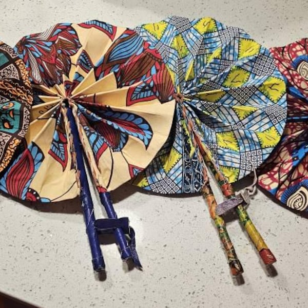 Set of 12 African Folding Fans Made in Ghana - Etsy