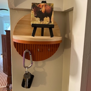 Round Wall Shelf With 3 Hooks, Minimalist Entry Shelf, Key Holder for ...