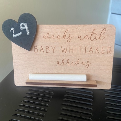 Personalised Baby Arrival Countdown Plaque Engraved Chalk Plaque ...