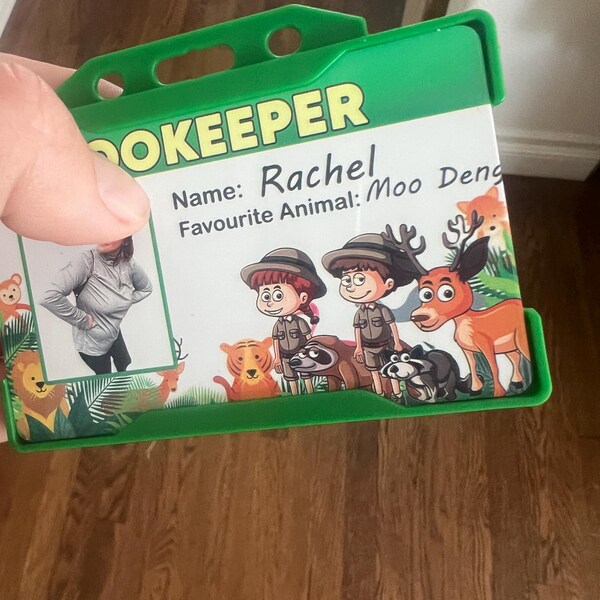 Children / Child Dinosaur Roleplay ID Card With Green Lanyard ...