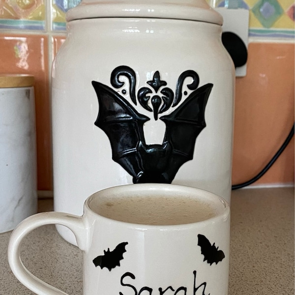 Handpainted - Bat Mug - Halloween Mug - Bats - Fathers Day - Gift for ...