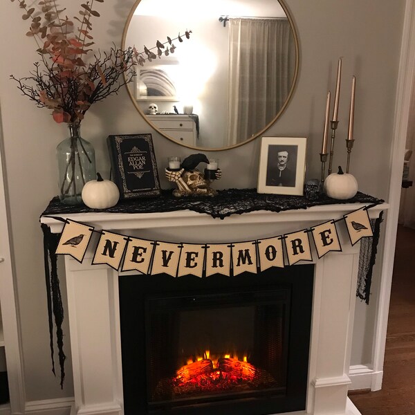 Halloween NEVERMORE Banner, the Raven Swag, Gothic Bunting, H1 - Etsy