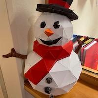 Papercraft 3D Snowman PDF, SVG Template Christmas Snowman for DIY ...
