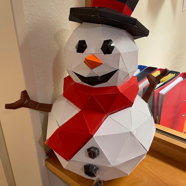 Papercraft 3D Snowman PDF, SVG Template Christmas Snowman for DIY ...