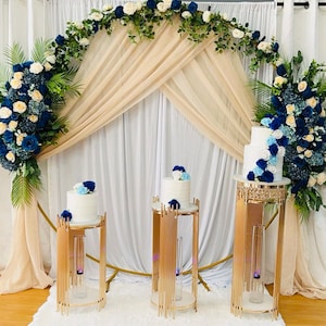 Set of 3 Pcs Plinths Gold Round Metal Plinths Wedding Backdrop Stand ...