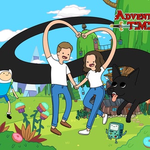 Adventure Time Cartoon Custom Portrait Illustration , Couple Family ...