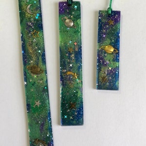 Galaxy Bookmarks Outer Space Inspired Resin Bookmarks - Etsy