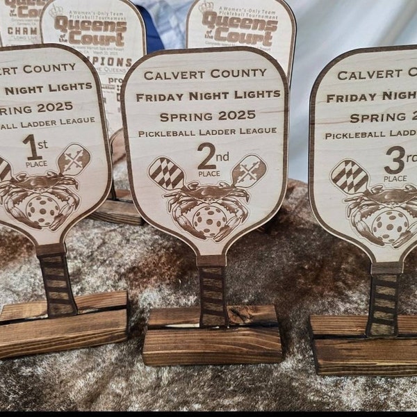 Pickleball Medals Tournament Prize Trophy Award. Wood Crafted ...