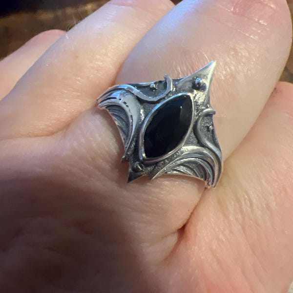 Genuine Black Onyx Ring* Handmade Gothic Black Onyx Ring* Unique Gift ...