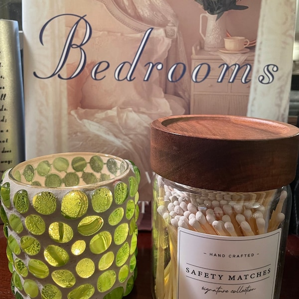 Cute Small Safety Match Jar Holder | Glass Bottle Jar With Sage 3” Long ...