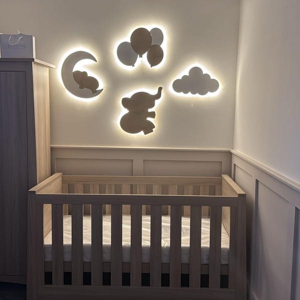 Set of 4 Baby Night Light, Baby Room Light, Personalized Lamp, Cloud ...
