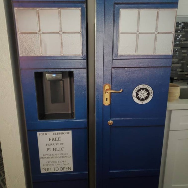 Tardis Fridge Wrap, Tardis Refrigerator Wrap, Policebox Door Cover, Dr ...