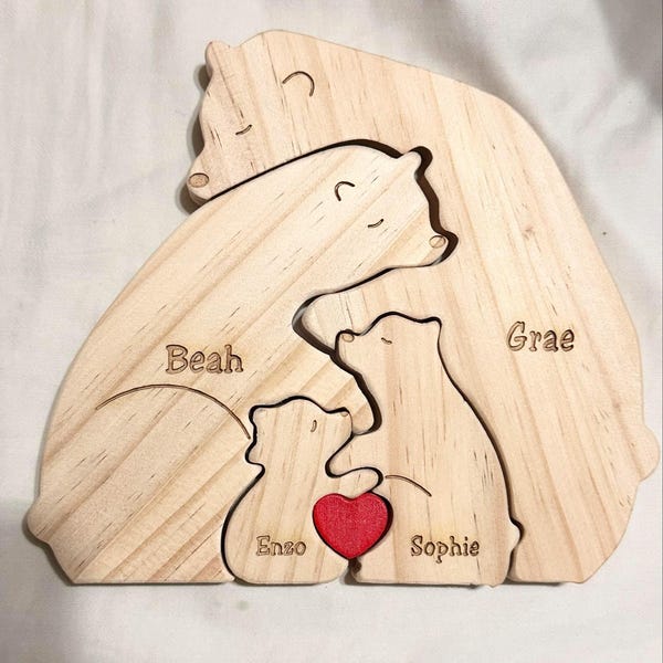 Wooden Bear Family Puzzle,engraved Family Name Puzzle,family Keepsake ... Wooden Bear Family Puzzle,engraved Family Name Puzzle,family Keepsake ...