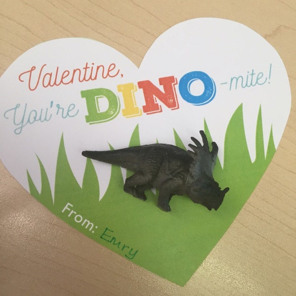 Printable Dinosaur Valentines Hearts for Small Dinosaur Toy or Dino ...