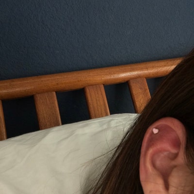 Flower Piercing 14K Solid Gold Solitaire CZ Flower Piercing - Etsy