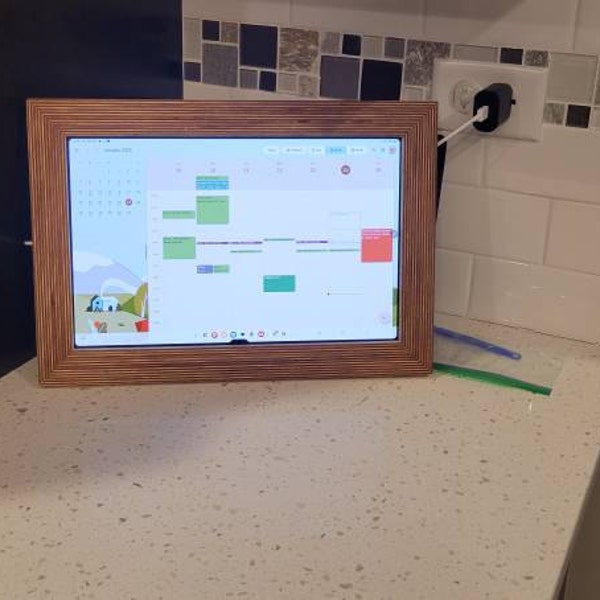 Striped Birch Wood Tablet Frame: Samsung Wall Mount or Table Stand ...