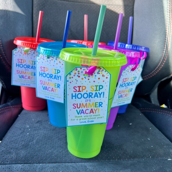 Sip Sip Hooray It's Summer Vacay Tags End of School Year Teacher Gift ...