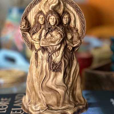 Gefjon Goddess Statue Altar, Norse Pagan , Wood Carving Gefjun, Home ...