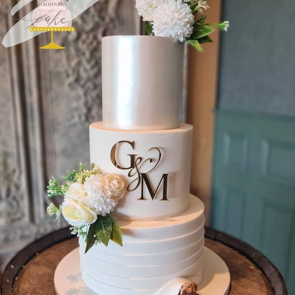 Personalised Calligraphy Acrylic Mirror Initials Letter Set Cake Charm ...