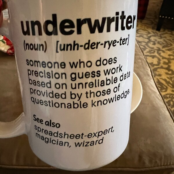 Underwriter Definition Mug, Funny Insurance Gift , Insurance Coworker ...