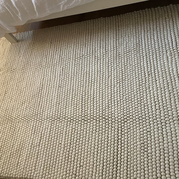 The Indoor Store - Hand Knitted Chunky Wool Loops Area Rug, Ivory/off ...