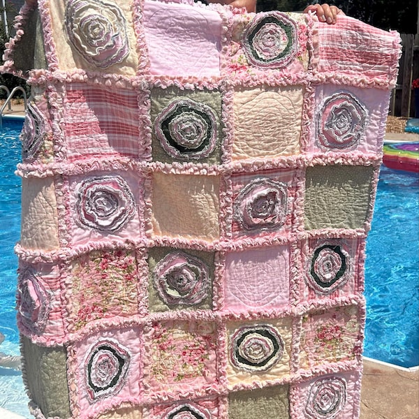 Shabby Rag Rosey Quilt Pattern PDF – Easy Rag Quilt Tutorial, Beginner ...