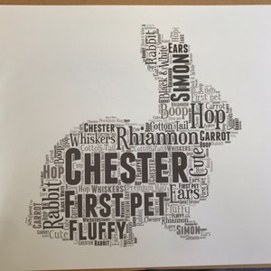 Personalised Bunny Rabbit Word Art Cloud Custom Gift, Pet Word Cloud ...
