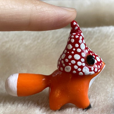 Made to Order Standing Mushroom Red Fox Totem, Clay Red Fox Figure ...