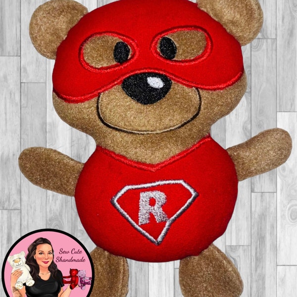 Super Hero Teddy Bear Stuffie ITH Embroidery Machine Pattern - Etsy