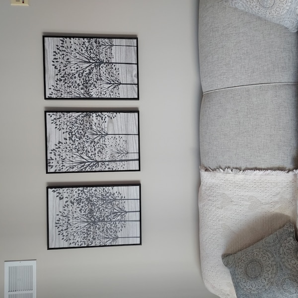 Framed Canvas Tryptic Wall Art Set, Abstract Forest Tree Art Prints ...