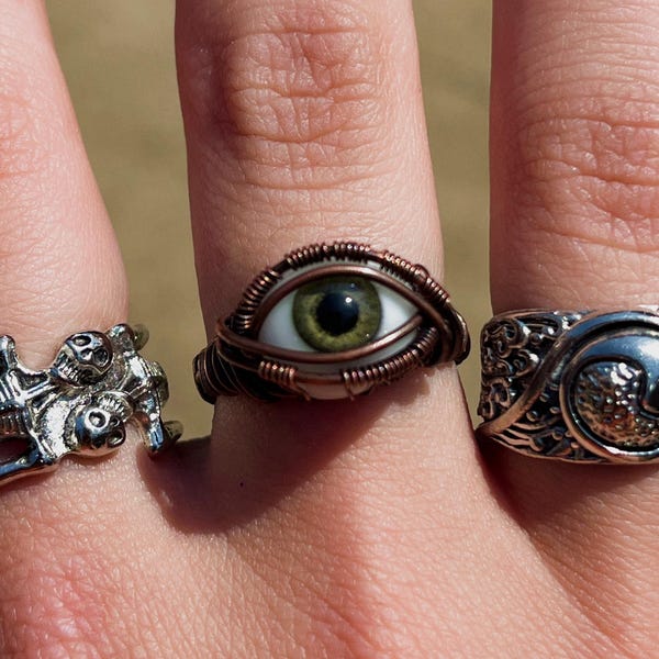 AWAKENING EYE RING// Glass Eye Ring// Eye Jewelry// Evil Eye Ring ...