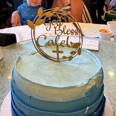 God Bless Baptism Cake Topper, Christening Cake Topper, Rustic Baptism ...