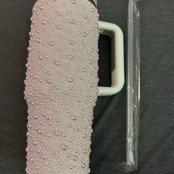 Rhinestone Heart 40oz Tumbler - Stainless Steel W/handle, Bling Dimond ...