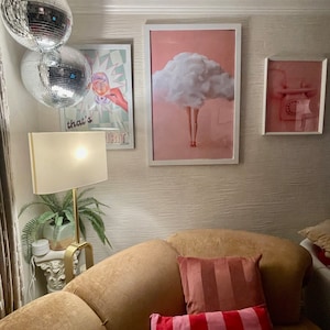 Retro Please Don't Do Coke in the Bathroom Print Beige Groovy Animated ...