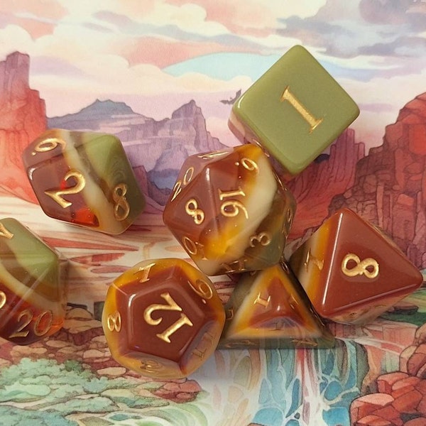 Pine Cone and Feather Wisps Dnd Dice Set, Polyhedral Dice, D&D Dice ...