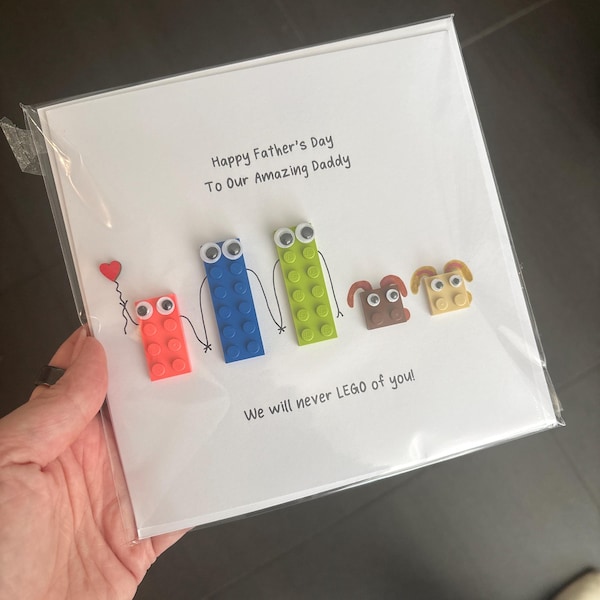 Fathers Day Card - Lego Brick Person People - Handmade Personalised ...