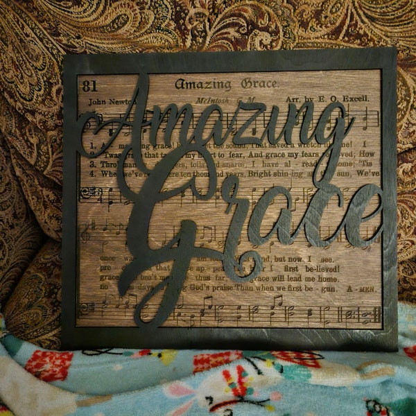 Amazing Grace Sign Svg – Layered Wood Hymn Laser File – Gospel Wall ...