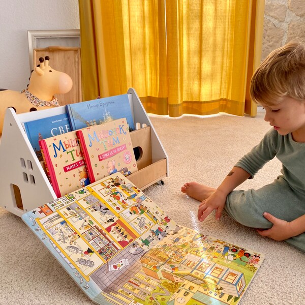 Rotating Rocket Rack for Kids Books and Toys With Magnetic Drawing ...