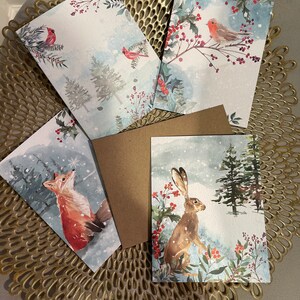 Winter Woodland Animals Christmas Cards 12 Holiday - Etsy