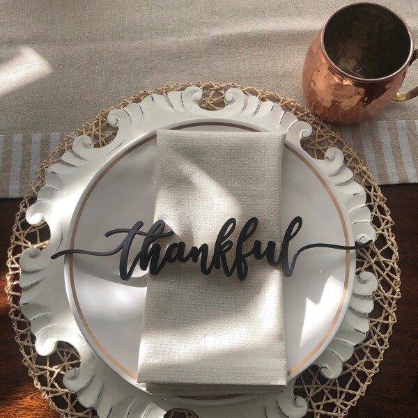 Thankful, Grateful, Blessed and Gather Words Fall Dining Table Wood ...