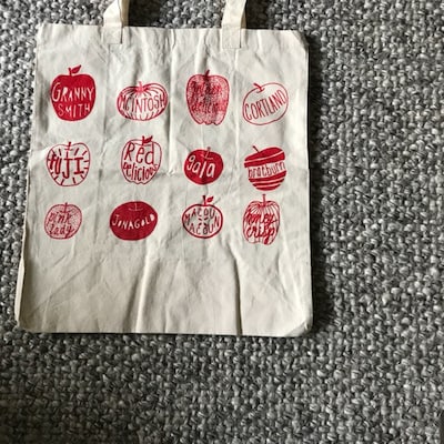 Apple Tote Bag, Market Tote, Food Bag, Reusable Bag, Farmers Market ...