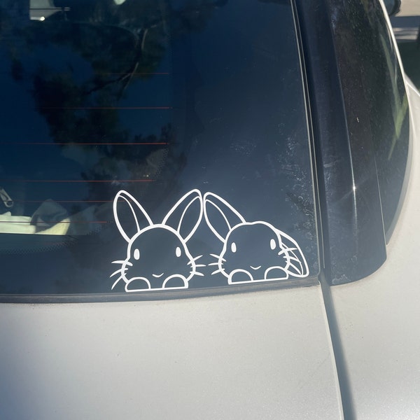 Rabbit Sticker; Peeking Bunny Car Decal, Rabbit Laptop Decal, Bunny ...