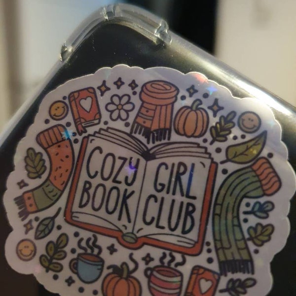 Cozy Girl Book Club Sparkly Sticker, Cute Autumnal Sticker, Cozy Autumn ...