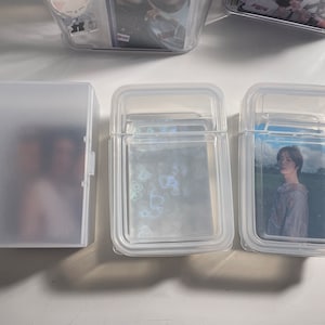 Minimalist Matte Clear Small Plastic Card Storage Box, Kpop Photocard ...