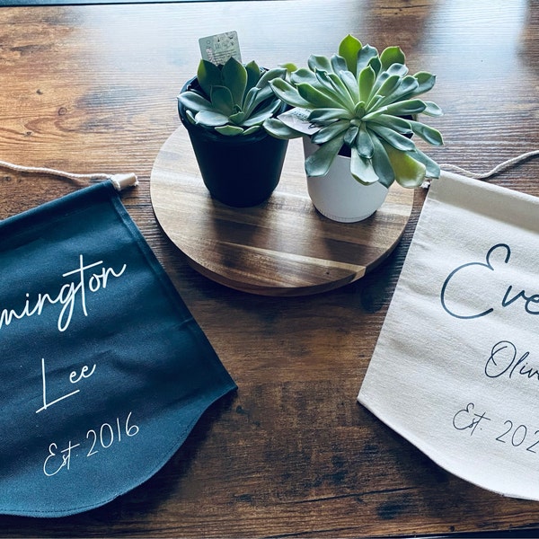 Thankful, Grateful, Blessed Canvas Pennant, Fall Canvas Banner, Thanks ...