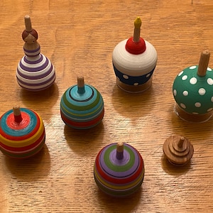 Tiny Olive Wood Spinning Tops, Tops in Different Shapes, Mini Spin Tops ...