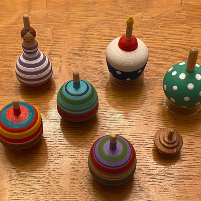 Tiny Olive Wood Spinning Tops, Tops in Different Shapes, Mini Spin Tops ...